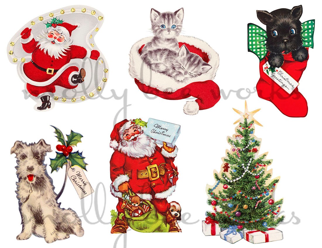 Printable Cut Outs Fussy Cuts Vintage MCM Christmas Snowmen Snow People ...