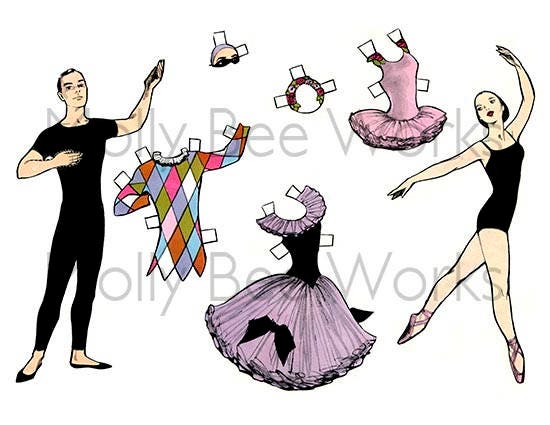 Vintage Ballet Dancers Ballerina Paper Dolls Instant Printable Download ...