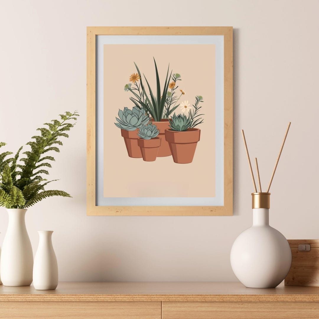 Boho Plant Wall Art | Minimalist Botanical Print | Neutral Aesthetic ...