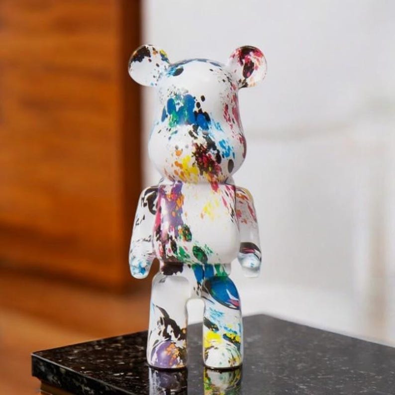 Cute Bear Brick Action Figurine for Home Decor, Colorful Resin Ornament ...