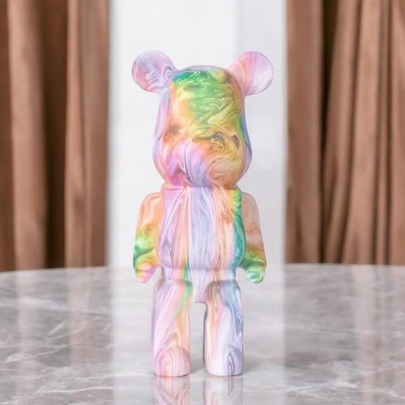 Cute Bear Brick Action Figurine for Home Decor, Colorful Resin Ornament ...