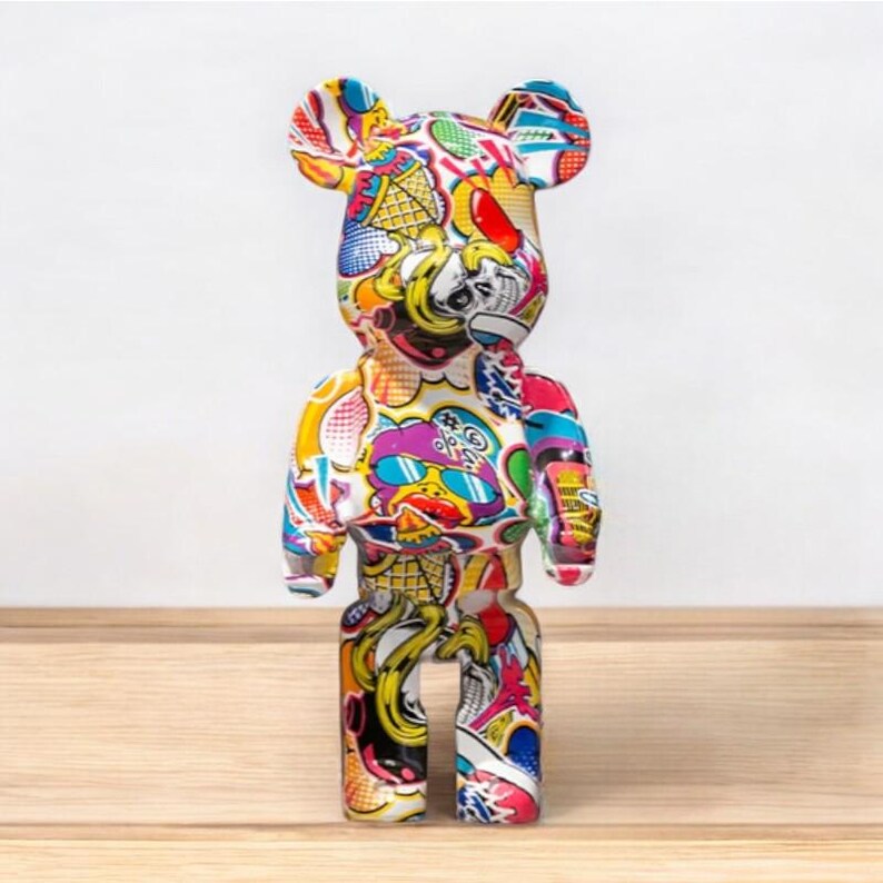 Cute Bear Brick Action Figurine for Shelf Decor, Handmade Resin ...