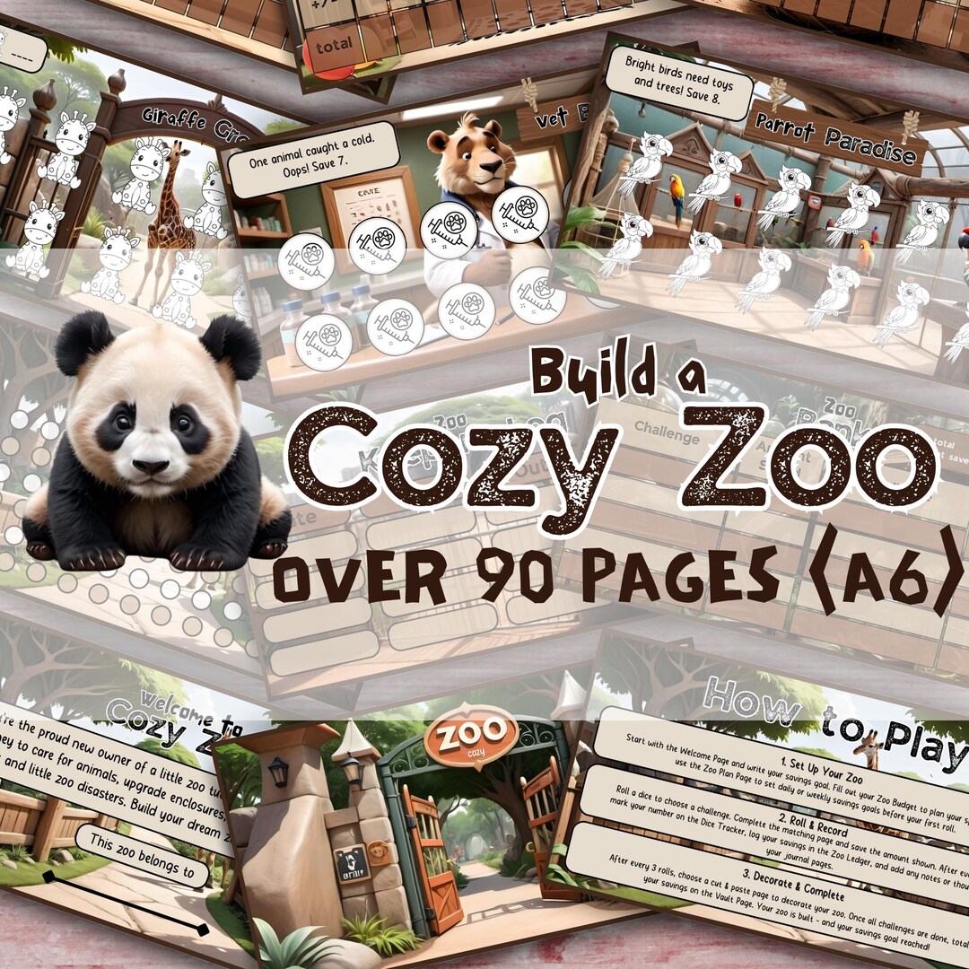 Zoo Printable Savings Challenge Game Instant PDF A6 Budget Tracker Cash ...