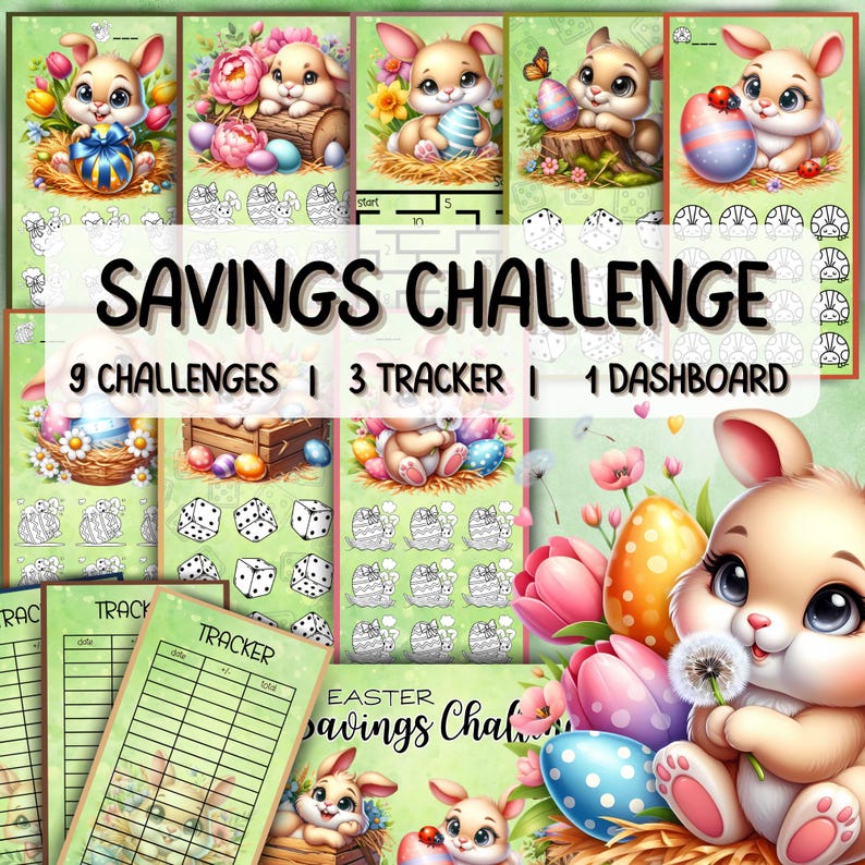 Easter Bunny Savings Challenge Printable Budget Game Fun Money Tracker ...