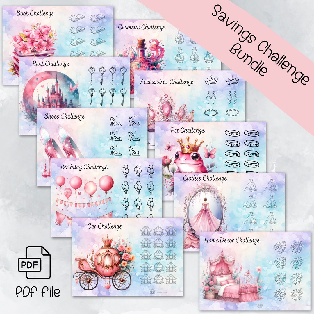 Princess Mini Savings Challenges, Fairytale Challenges Bundle, Savings ...