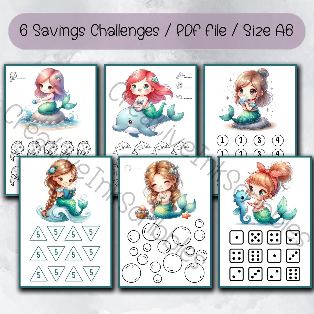 Cute Mermaid Savings Challenges, Under the Sea Mini Savings Challenges ...