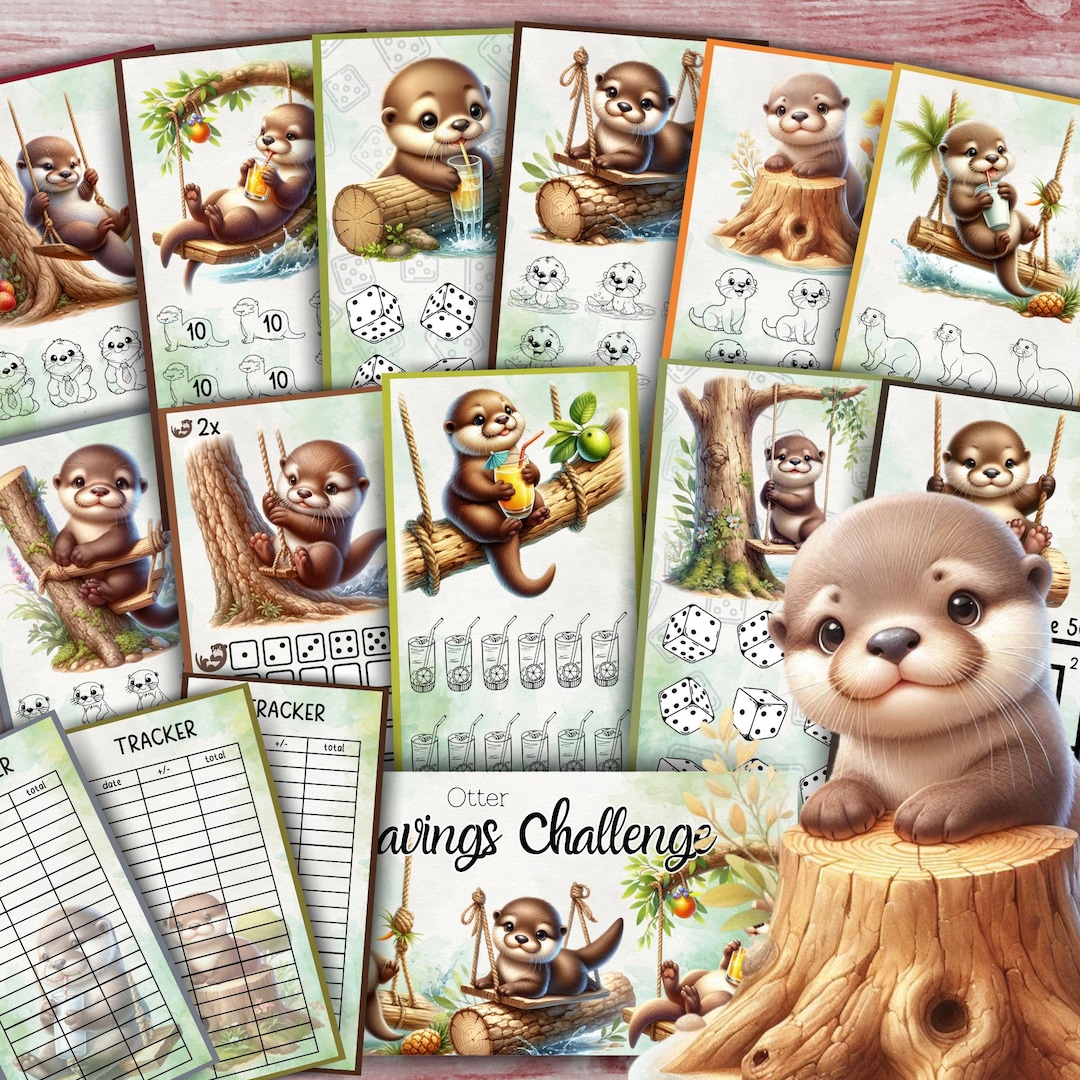Cute Otter Savings Challenge A6 Printable Budget Game Cash Envelope ...