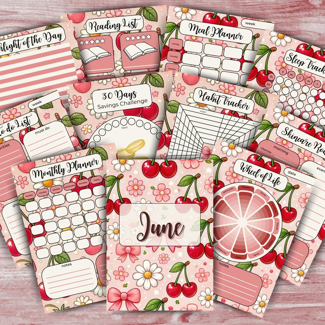 June Journal Bundle A4 Pre-colored Pages Coquette Themed Bullet Journal ...