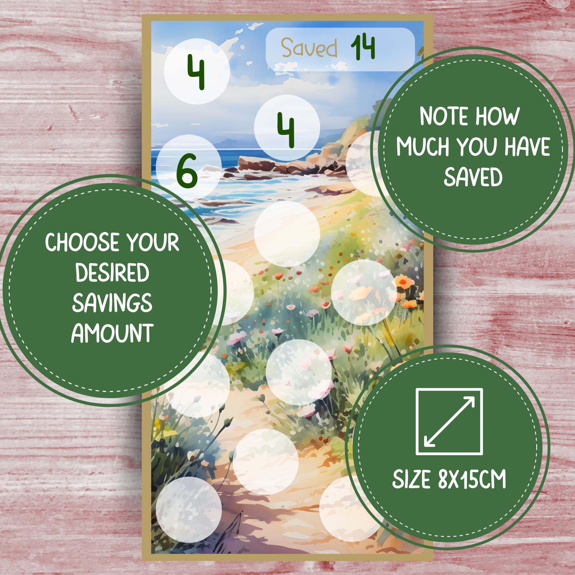 Floral Beach Savings Challenge Printable Budget Game Cash Envelope ...