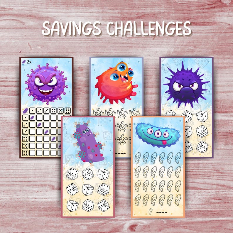 Germs Savings Challenge Printable Budget Funny Game A6 Cash Envelope ...