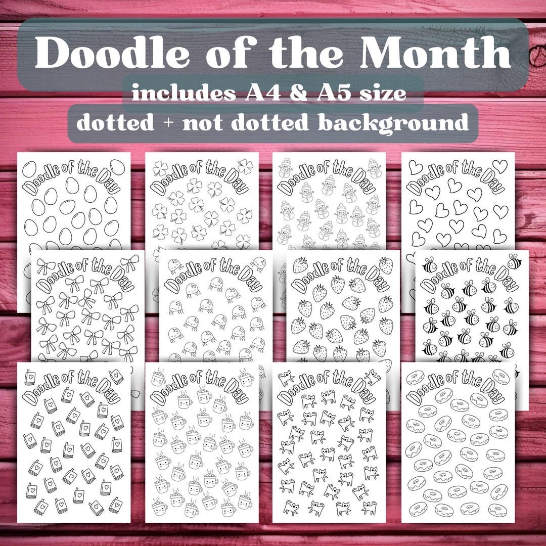 12 Month Doodle of the Day Bullet Journal Page Printable Planner Page ...