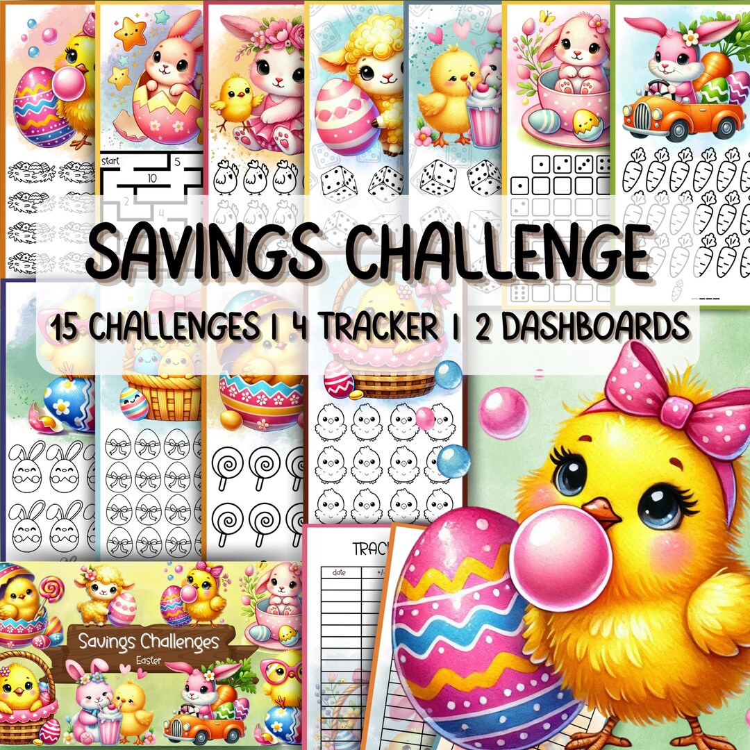 Easter Savings Challenges, Easter Bunny Budget Binder Challenge, Cute ...