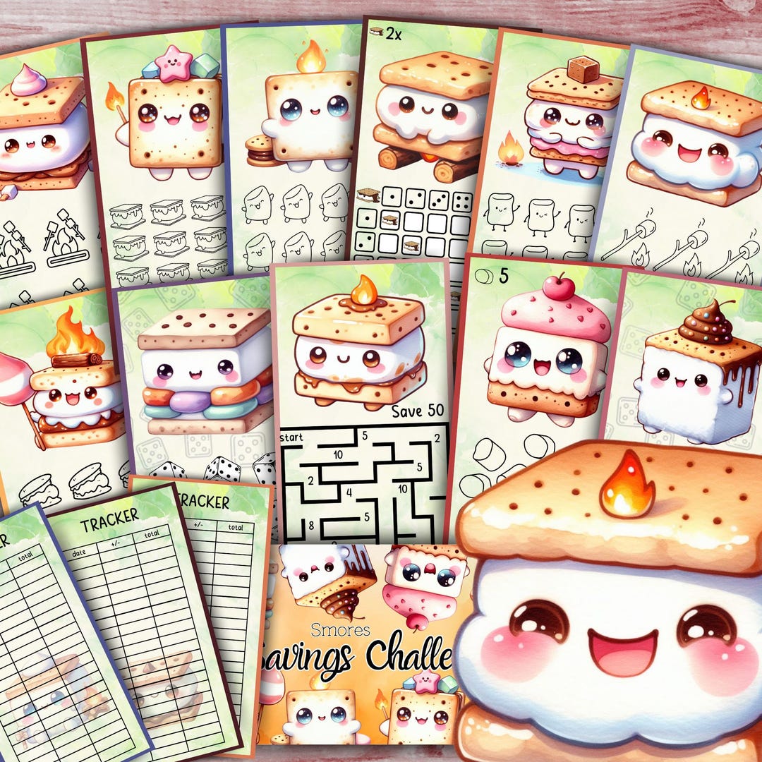 Smores Savings Challenge Printable Budget Game A6 Cash Envelope Tracker ...