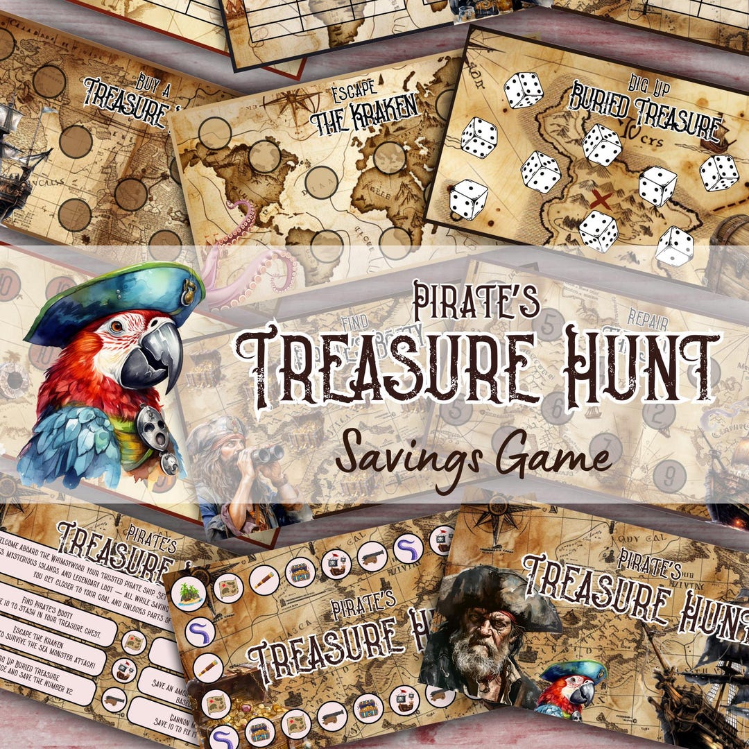 Pirate Savings Challenge Printable Budget Game Treasure Tracker Fun ...