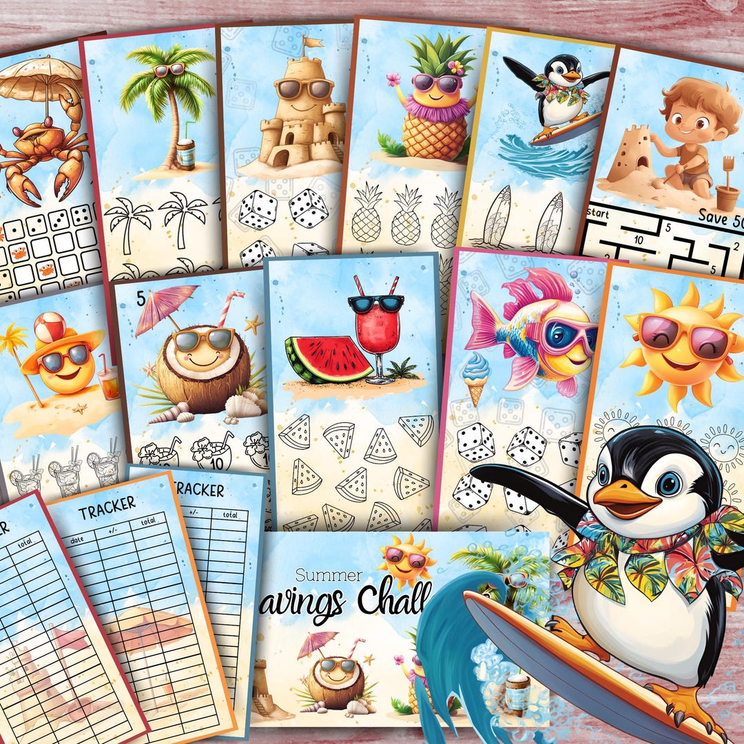 Beach Vacation Savings Challenge A6 Printable Budget Game Cash Envelope ...