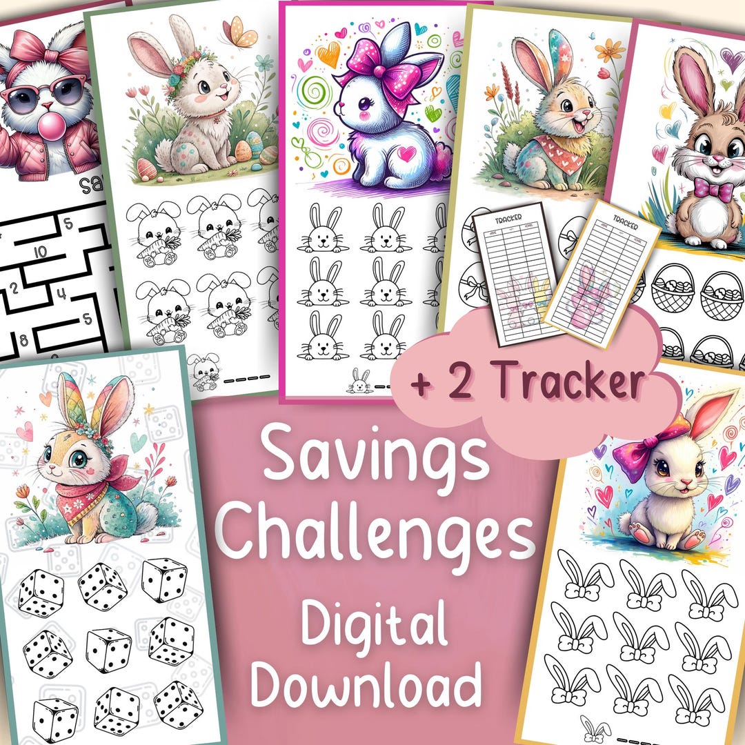 Easter Bunny Savings Challenges, Spring Challenges Bundle for A6 Binder ...