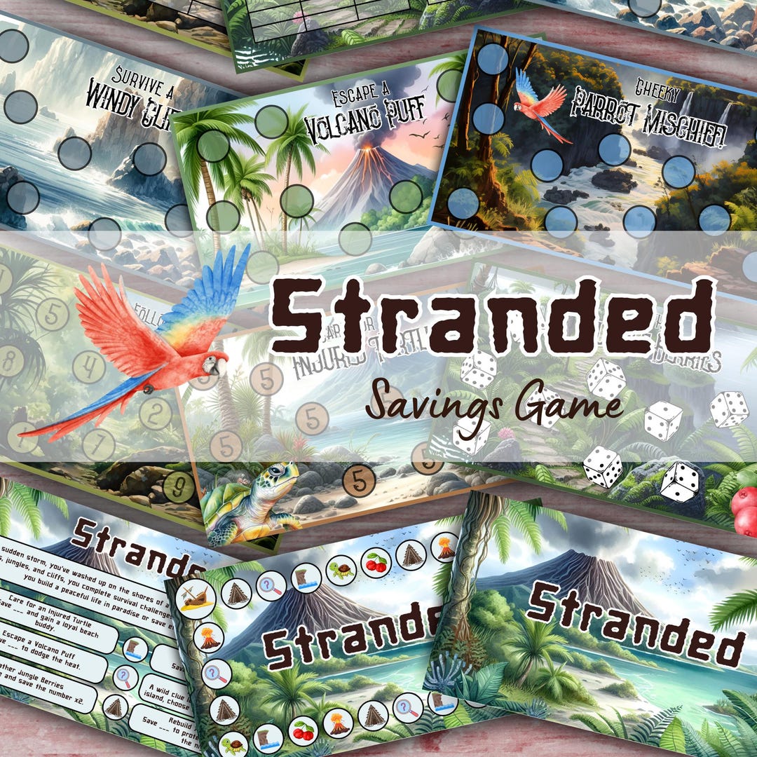 Stranded Island Savings Challenge Customizable Printable Budget Game A6 ...