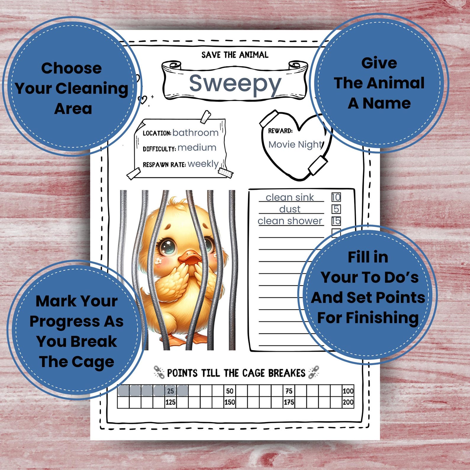 Animal Rescue Cleaning Challenge Printable Chore Game for ADHD Kids and ...