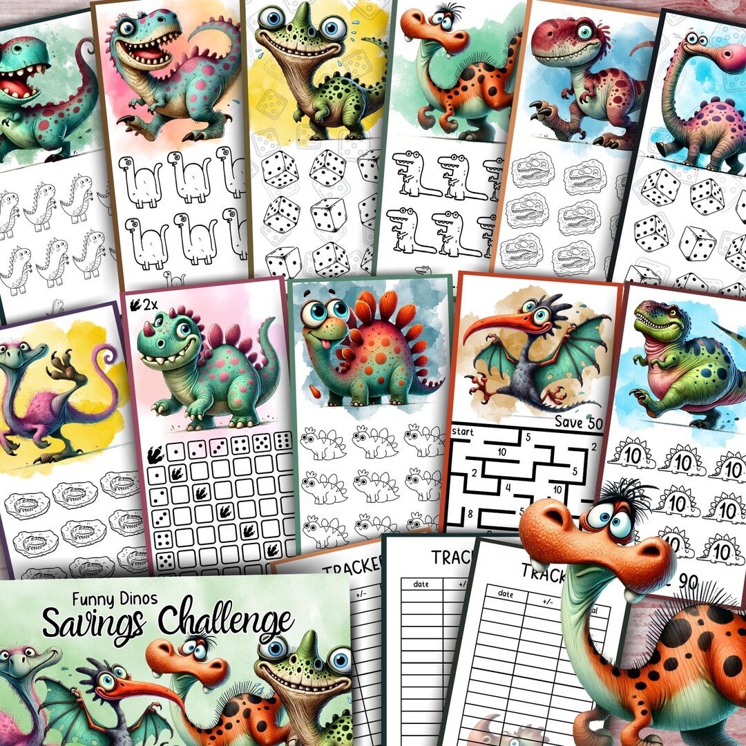 Dinosaur Savings Challenge A6 Printable Budget Game for Cash Envelope ...