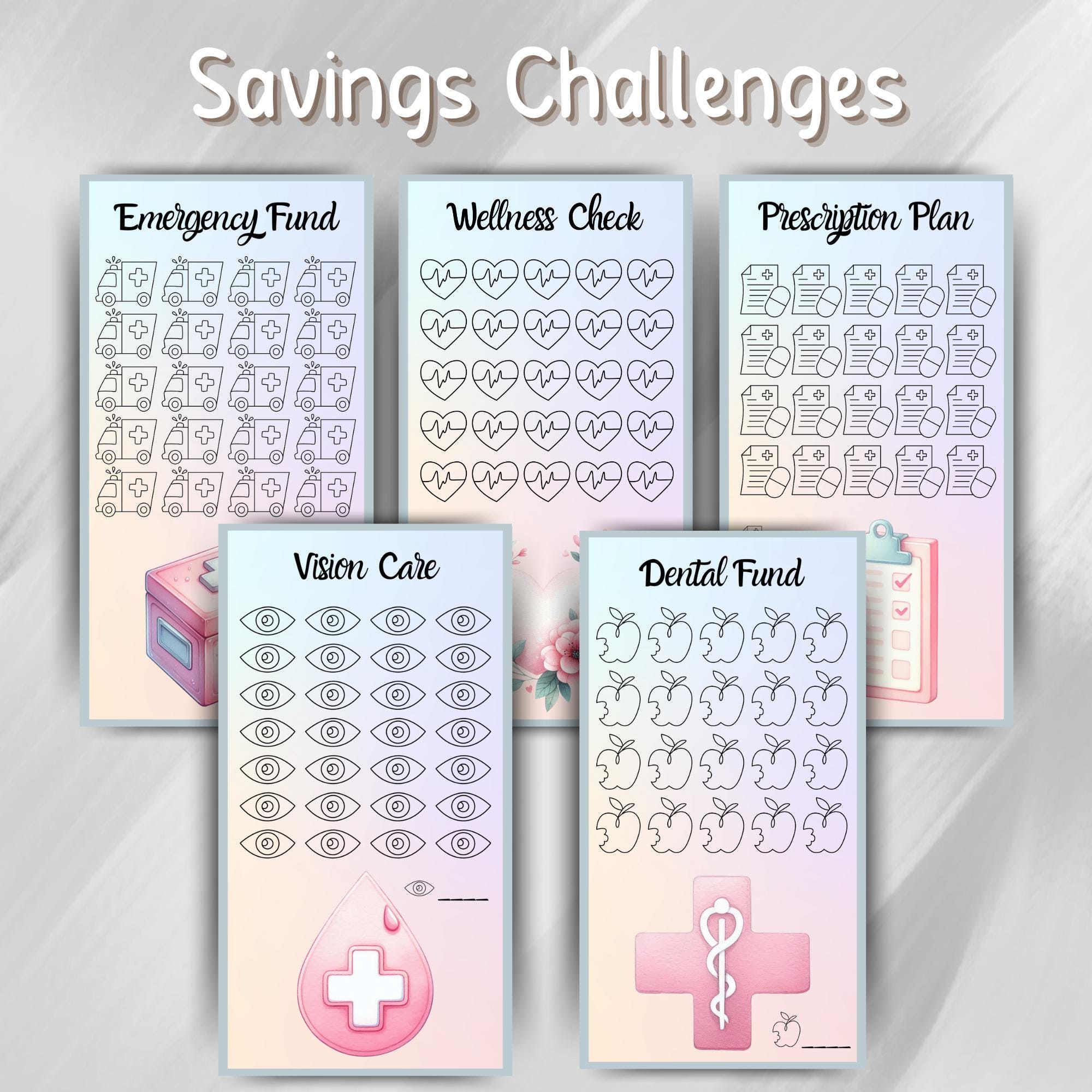 Medical Funds Savings Challenges, Health Challenges Bundle for A6 ...