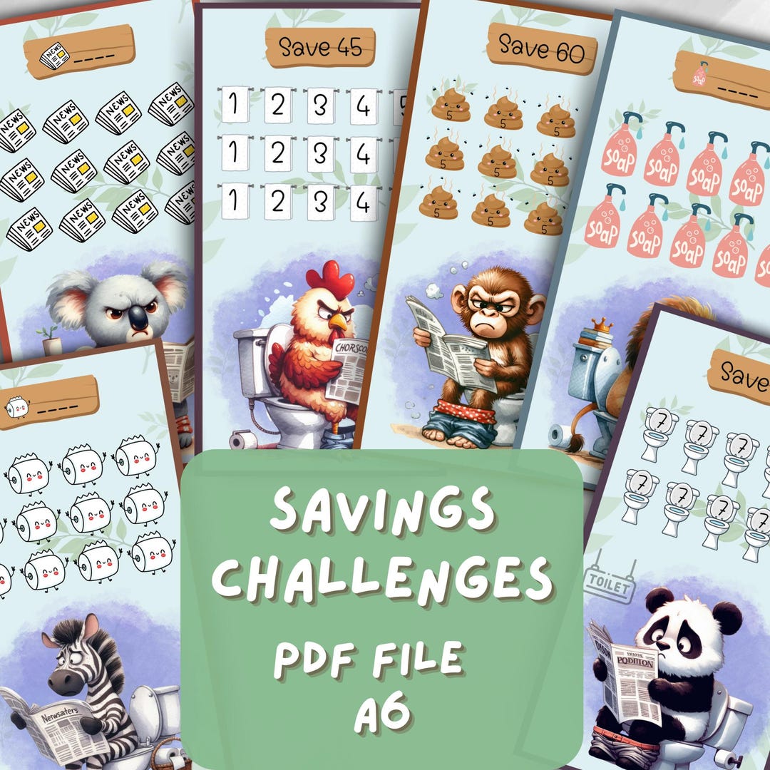 Funny Poopy Savings Challenges, Animal Budget Binder Challenge, Savings ...