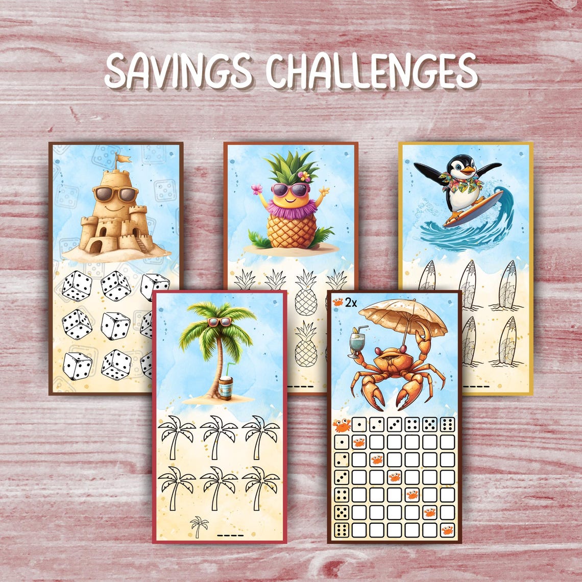 Beach Vacation Savings Challenge A6 Printable Budget Game Cash Envelope ...