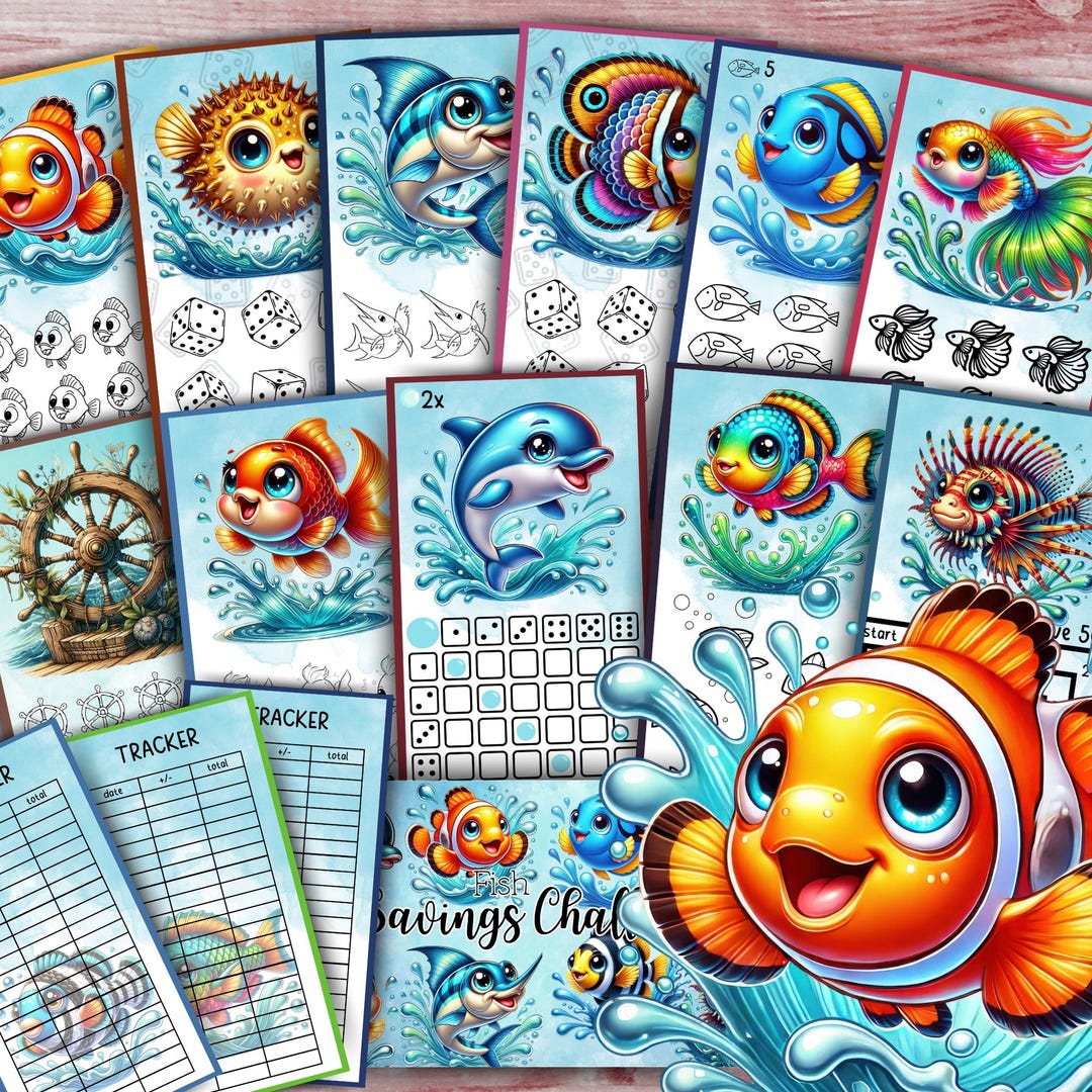 Cute Fish Savings Challenge A6 Printable Budget Game for Kids Pocket ...