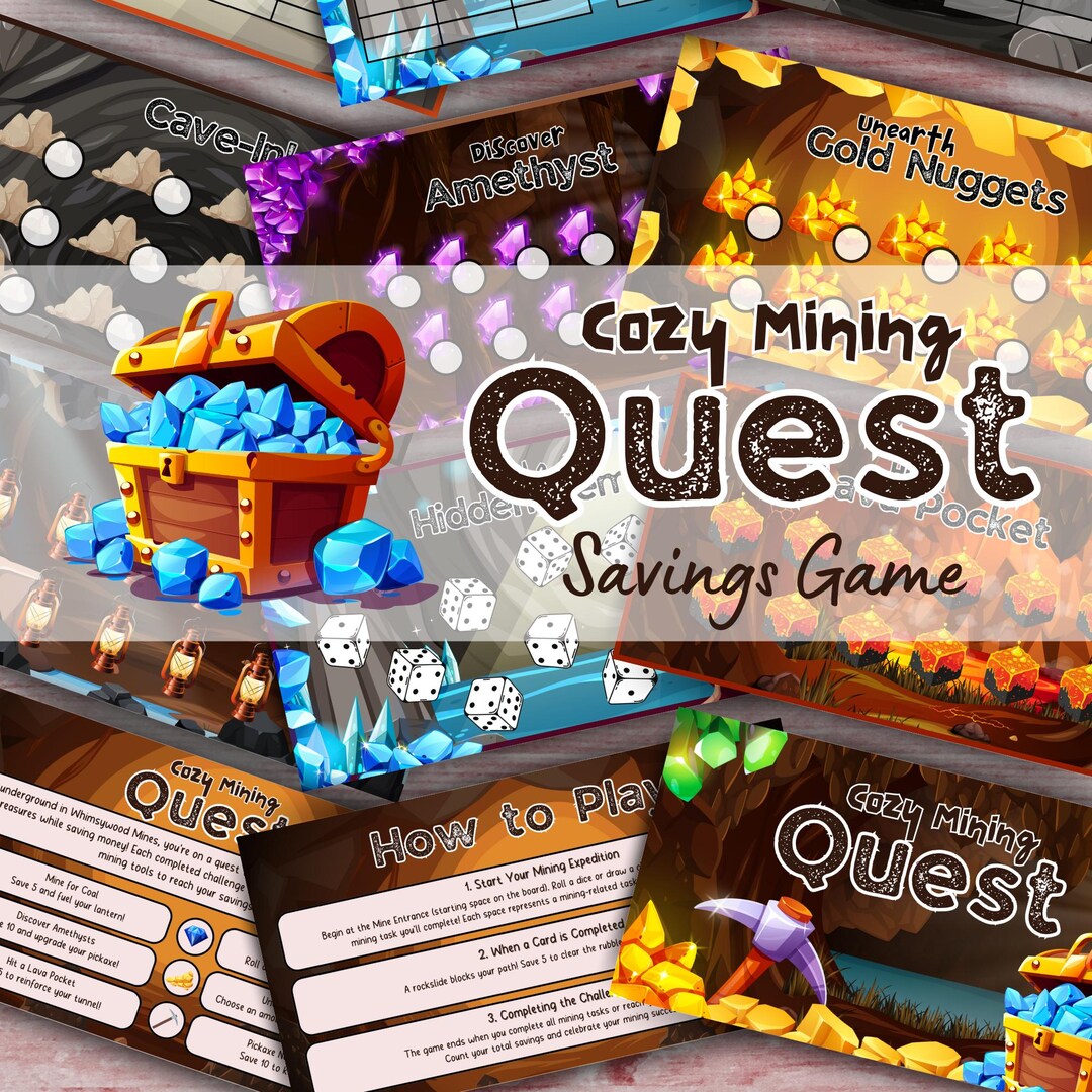 Mining Savings Challenge Printable Customizable Budget Game Cozy Money ...