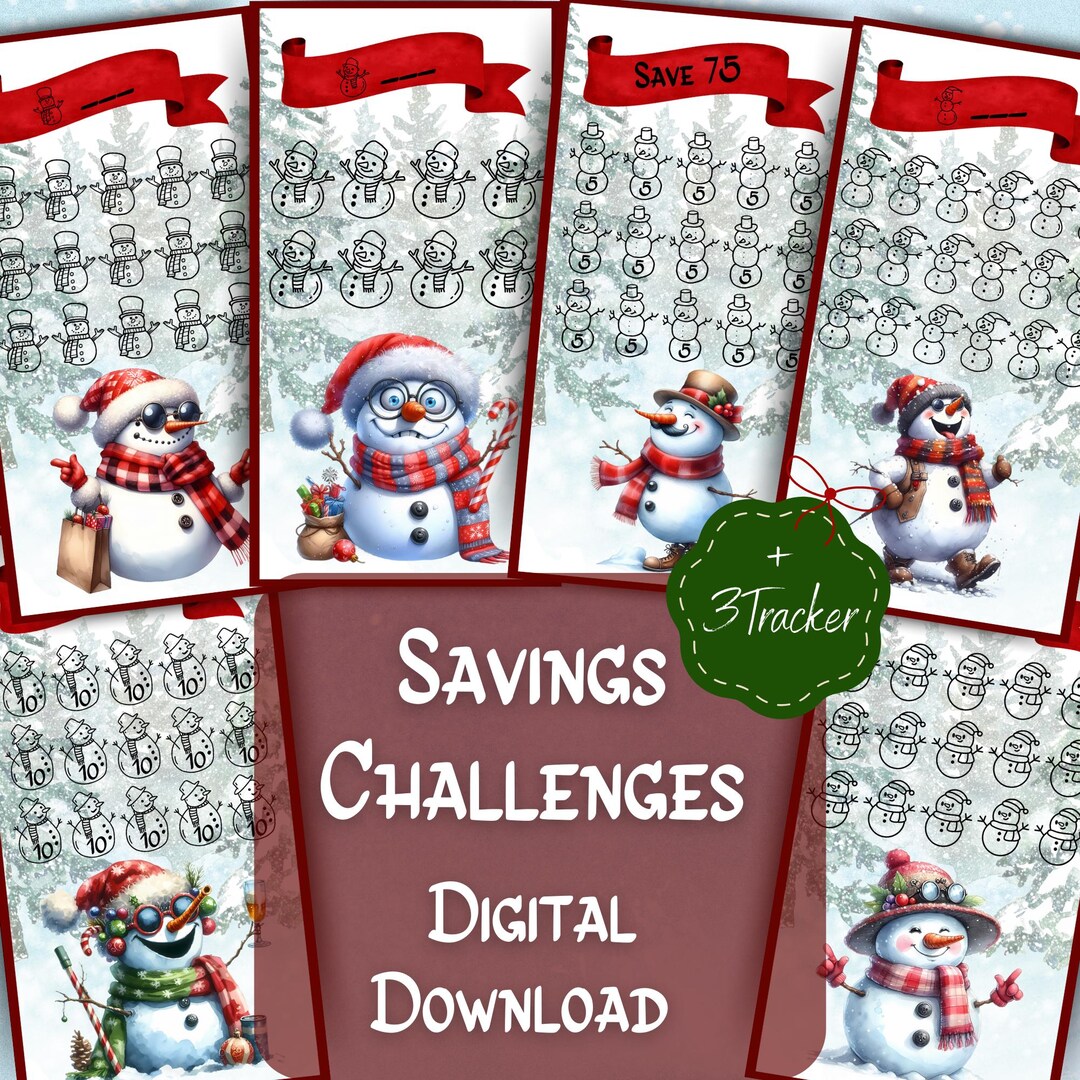 Adorable Snowman Savings Challenges, Cute Winter Challenges Bundle for ...
