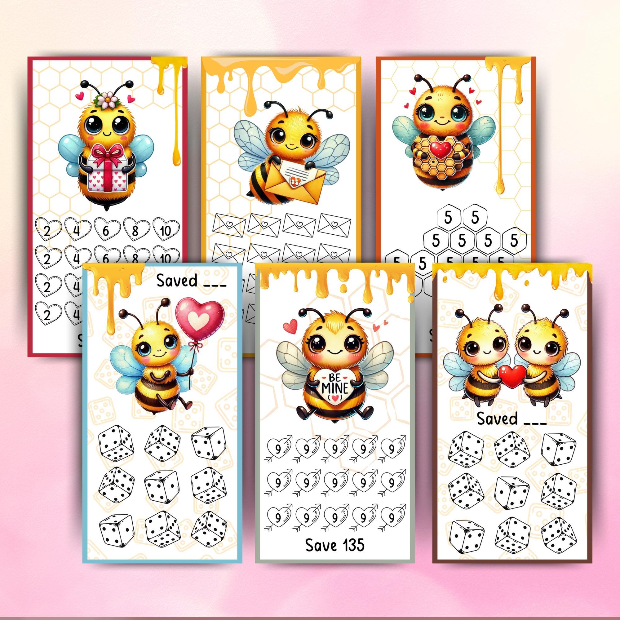 Love Savings Challenges, Kawaii Bee Challenges Bundle for A6 Binder ...