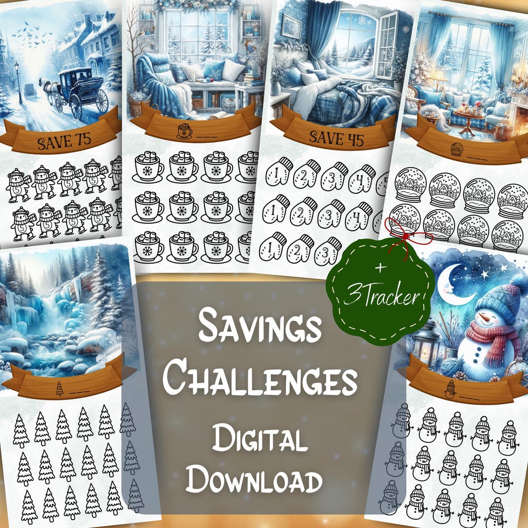 Aestethic Winter Savings Challenges, Winter Challenges Bundle for A6 ...