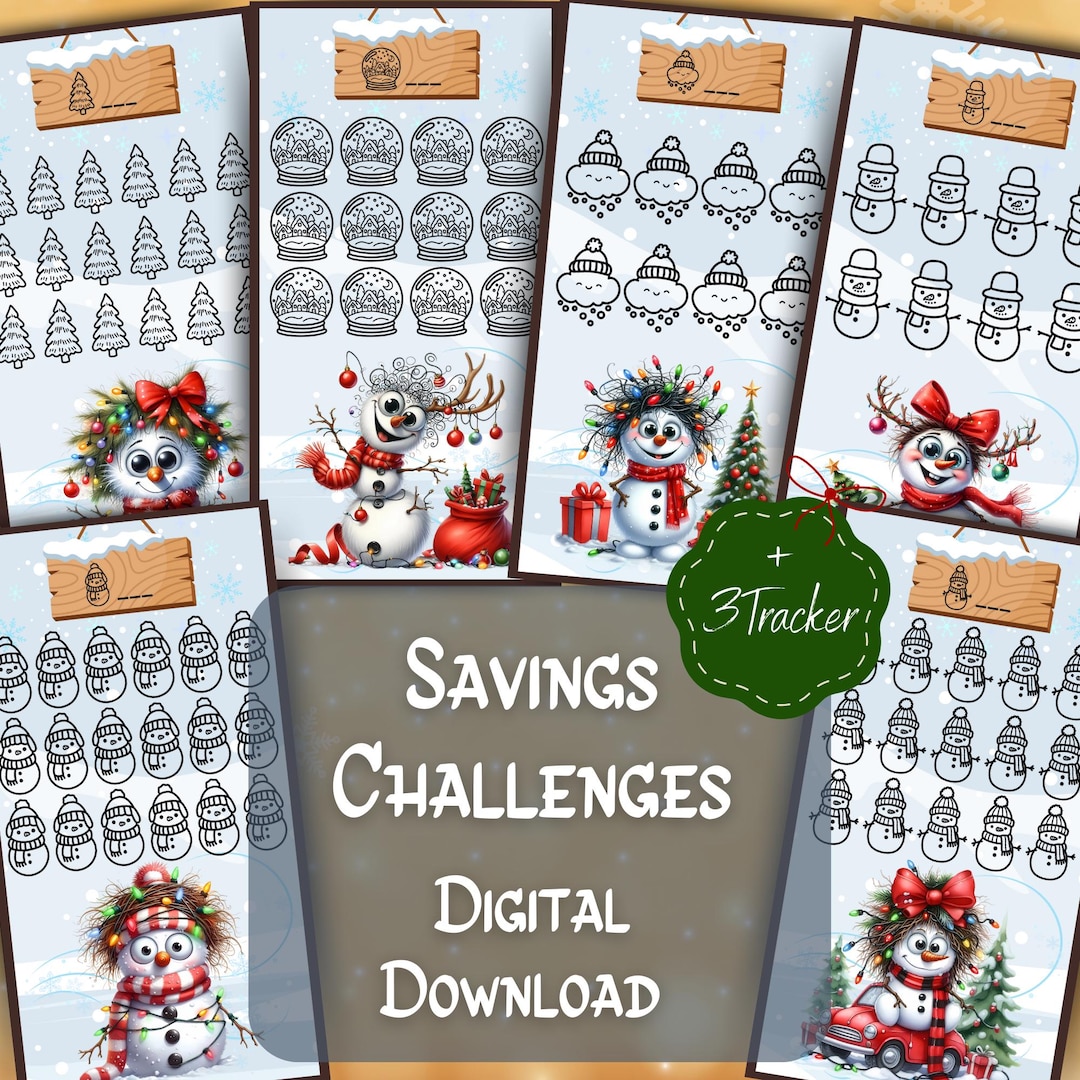 Funny Snowman Savings Challenges, Winter Challenges Bundle for A6 ...