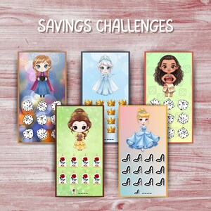 Princess-themed Savings Challenge Printable A6 Cash Envelope Tracker ...