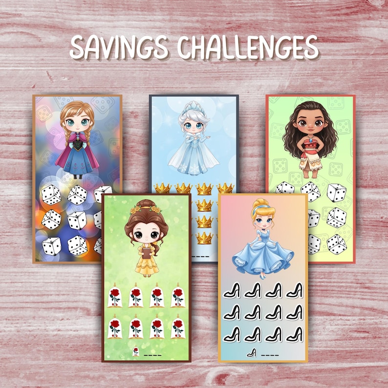 Princess-themed Savings Challenge Printable A6 Cash Envelope Tracker ...