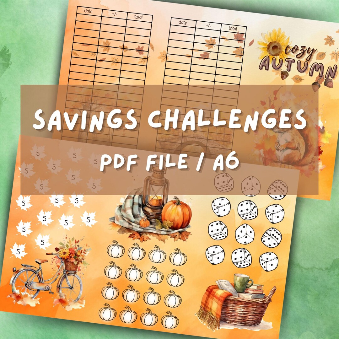 Cozy Fall Money Saving Challenge, Savings Game, Folded Card Savings ...
