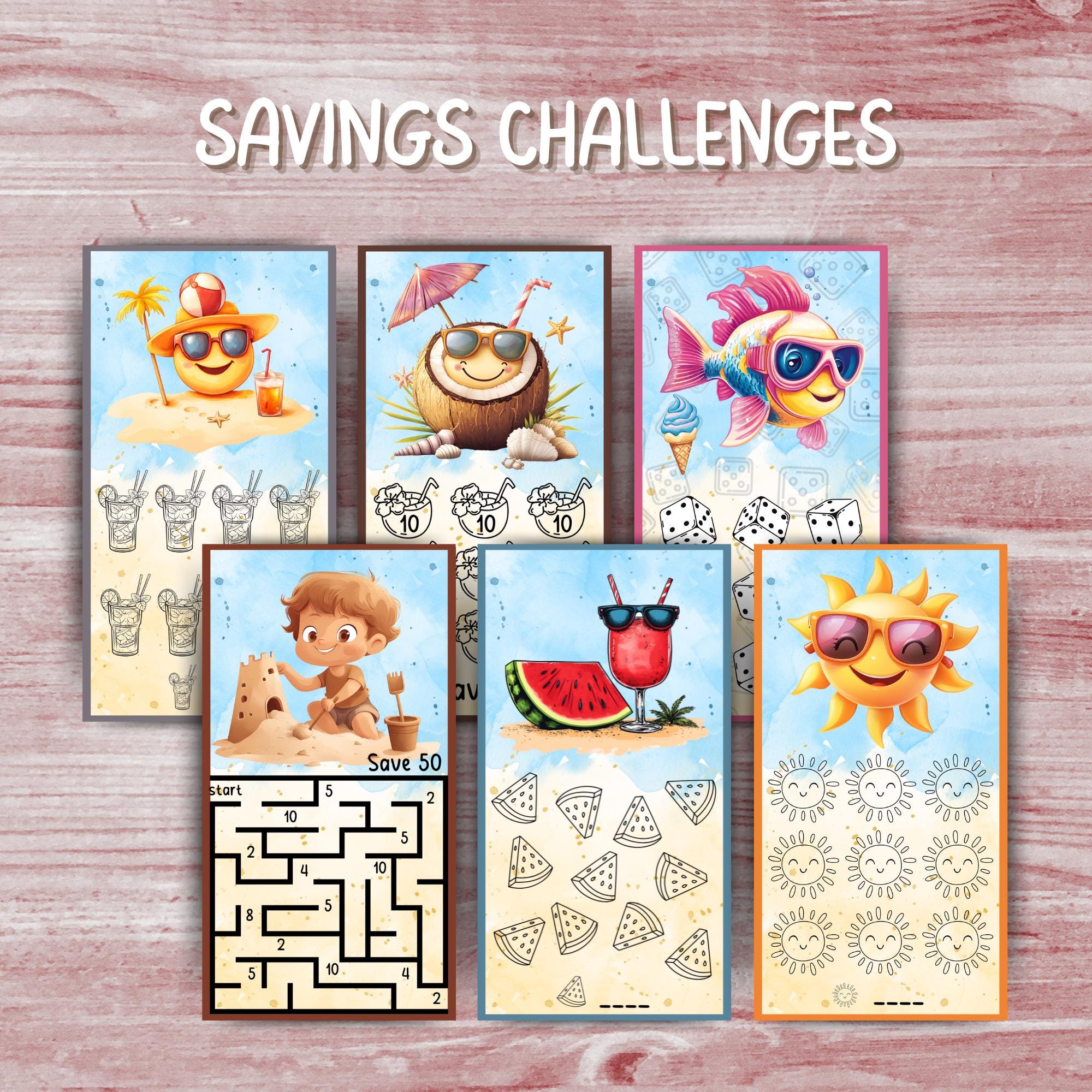 Beach Vacation Savings Challenge A6 Printable Budget Game Cash Envelope ...