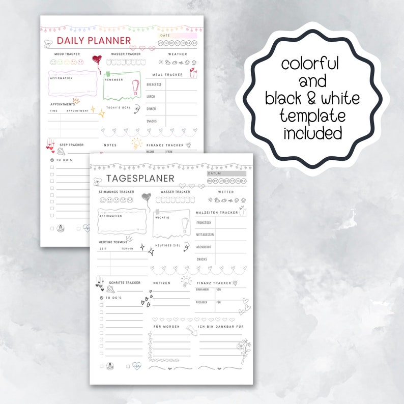 Adorable Daily Planner, Food Log, Health and Fitness Tracker, Gratitude ...