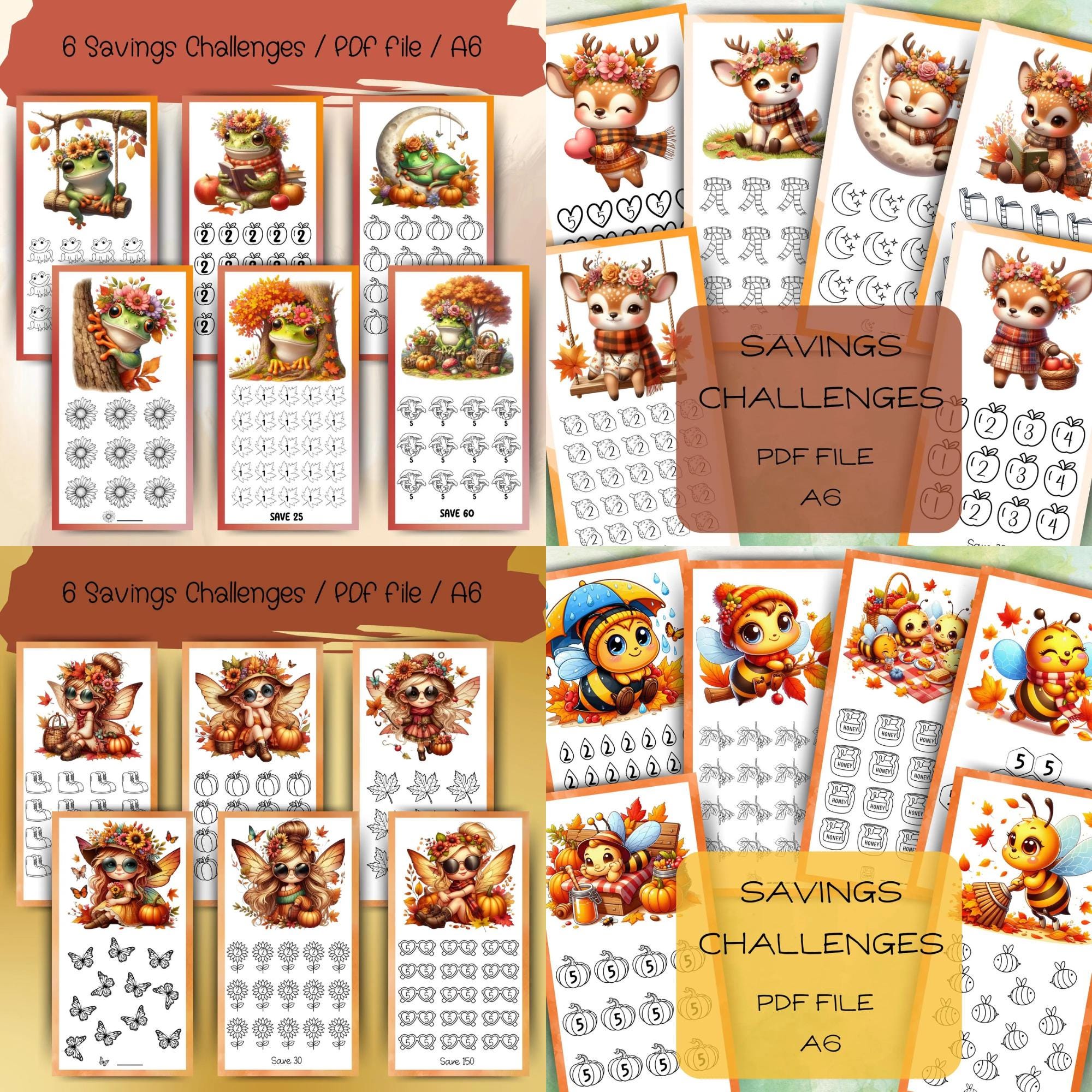BIG Autumn Savings Challenge Bundle 60 Printable Budget Games A6 Cash ...