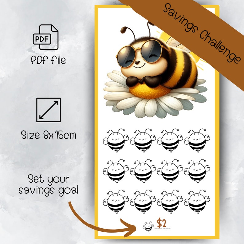 Cute Bee Savings Challenges, Budget Binder Challenge, Savings ...