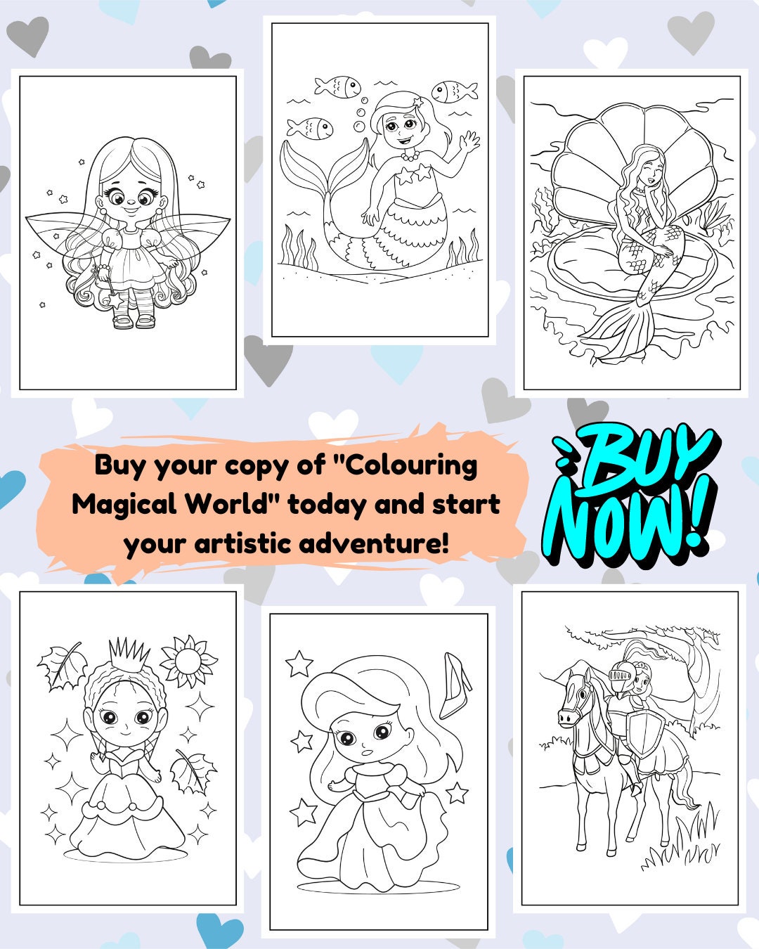 Colouring Magical World Page, Princess Colouring Page, Unicorn ...