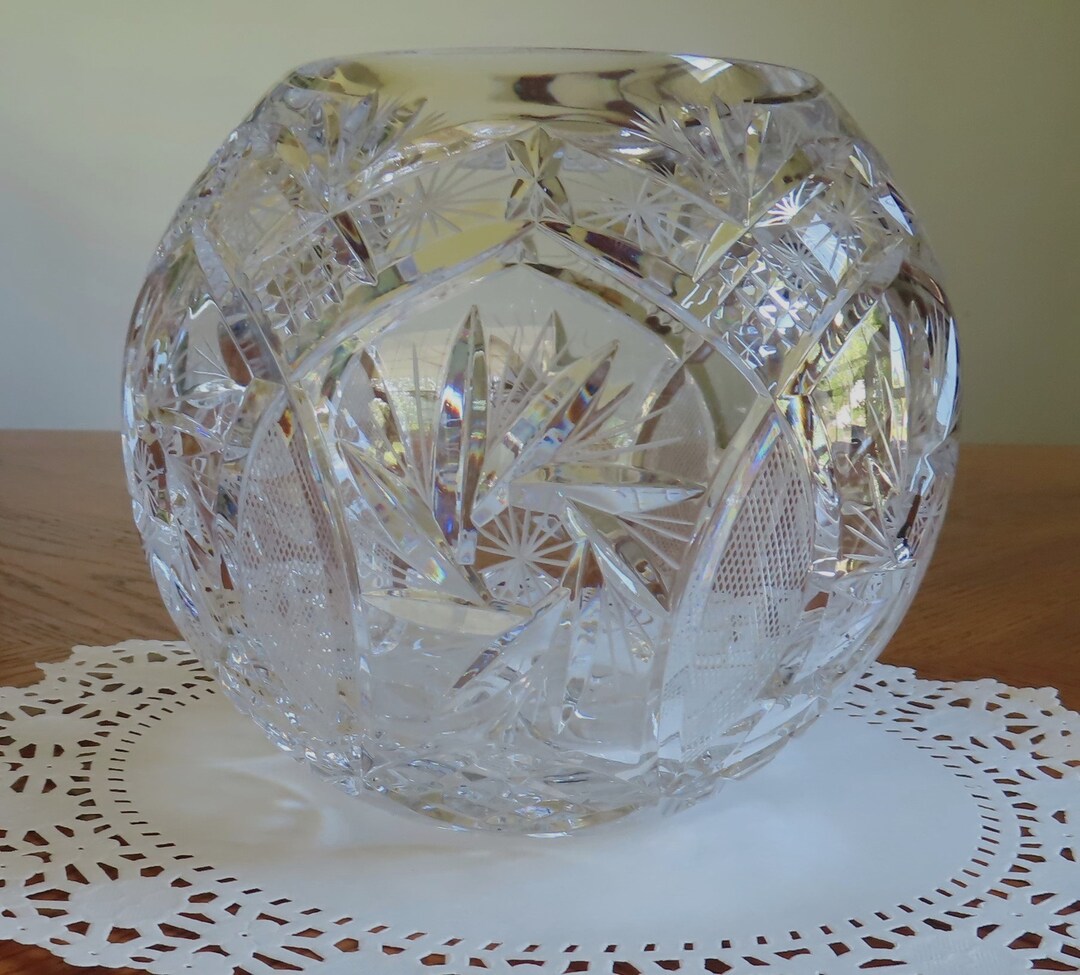 Godinger Shannon Dublin Lead Crystal Diamond Cut Rose Bowl starburst ...