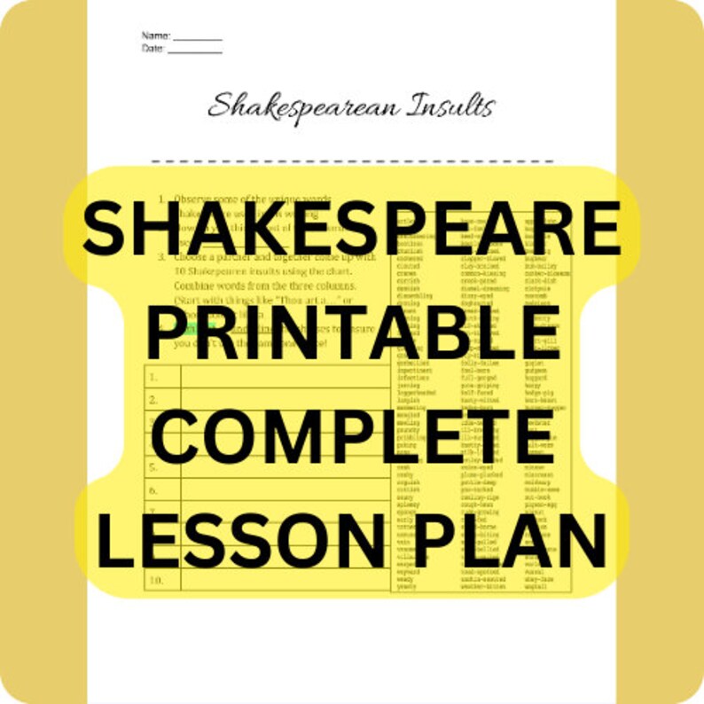 Easy and Fun William Shakespeare Handout Downloadable Complete Teacher ...
