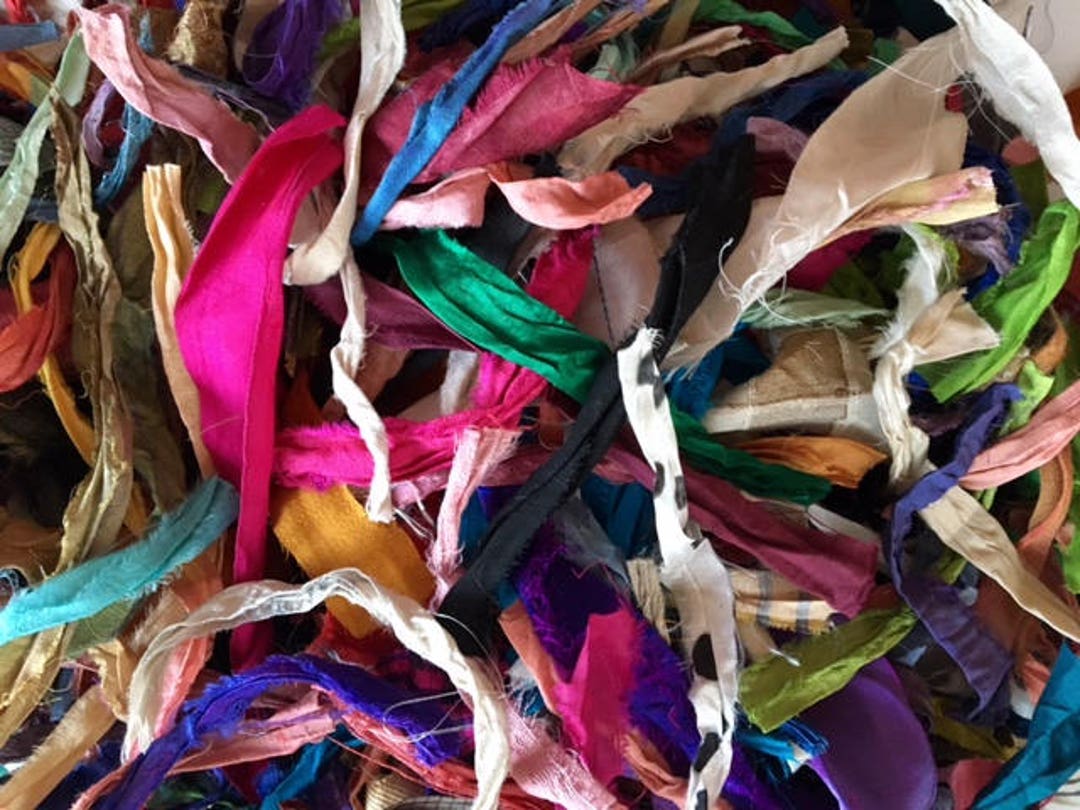Recycled Sari Silk Ribbon Short Scraps - Multi Colored Sari Ribbon ...