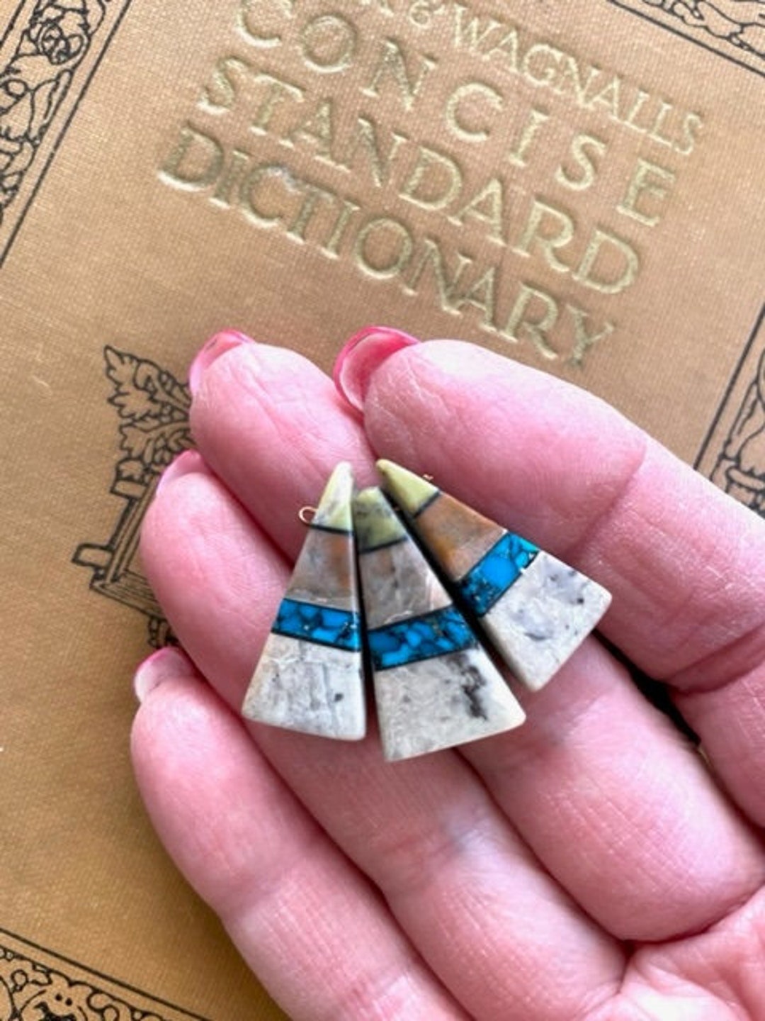 Intarsia Inlay Pendant Trio Gemstone Mosaic Inlay Pendants Santo ...