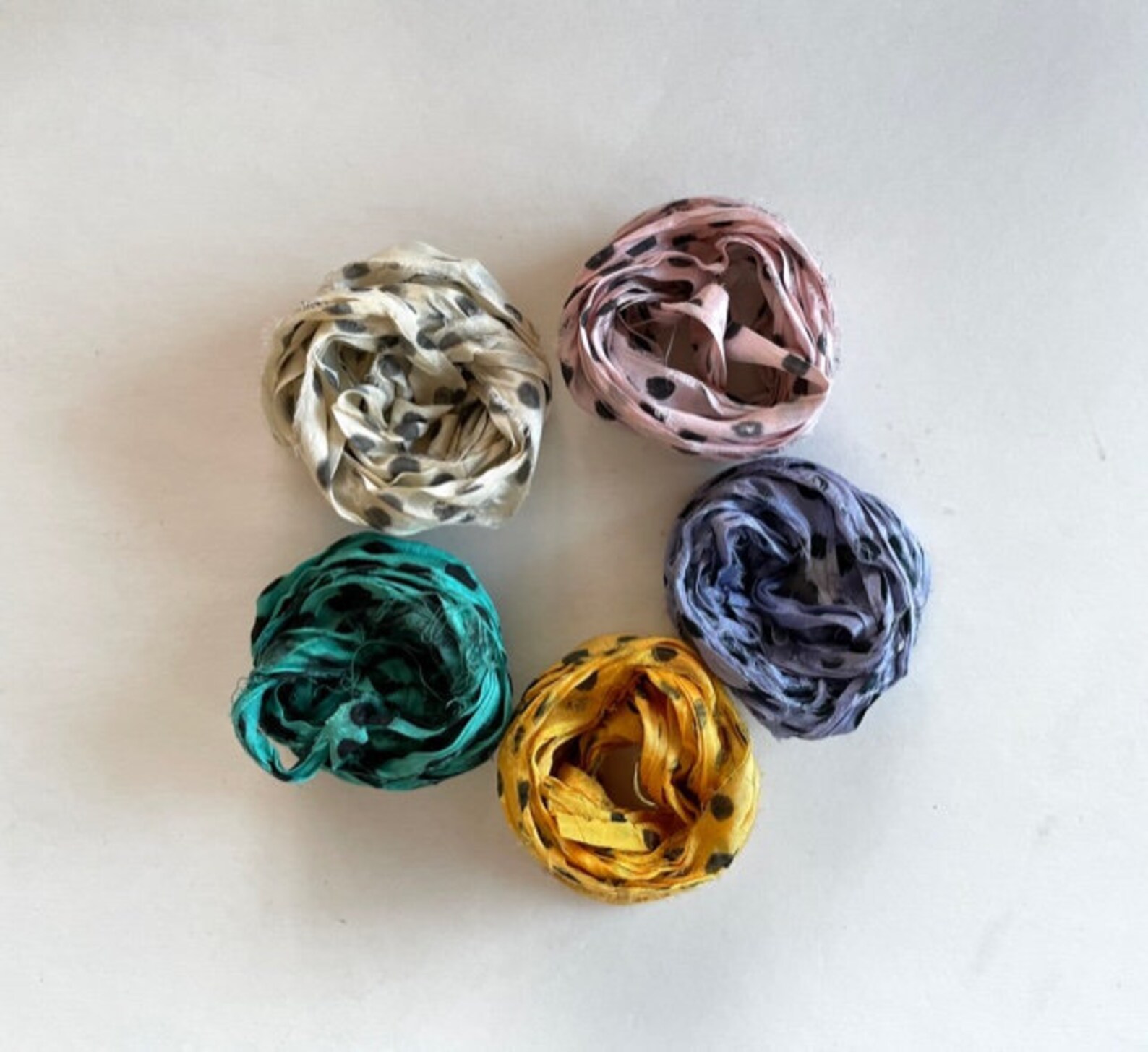 10 Yds Polka Dot Sari Silk Ribbon Recycled Sari Ribbon | Etsy