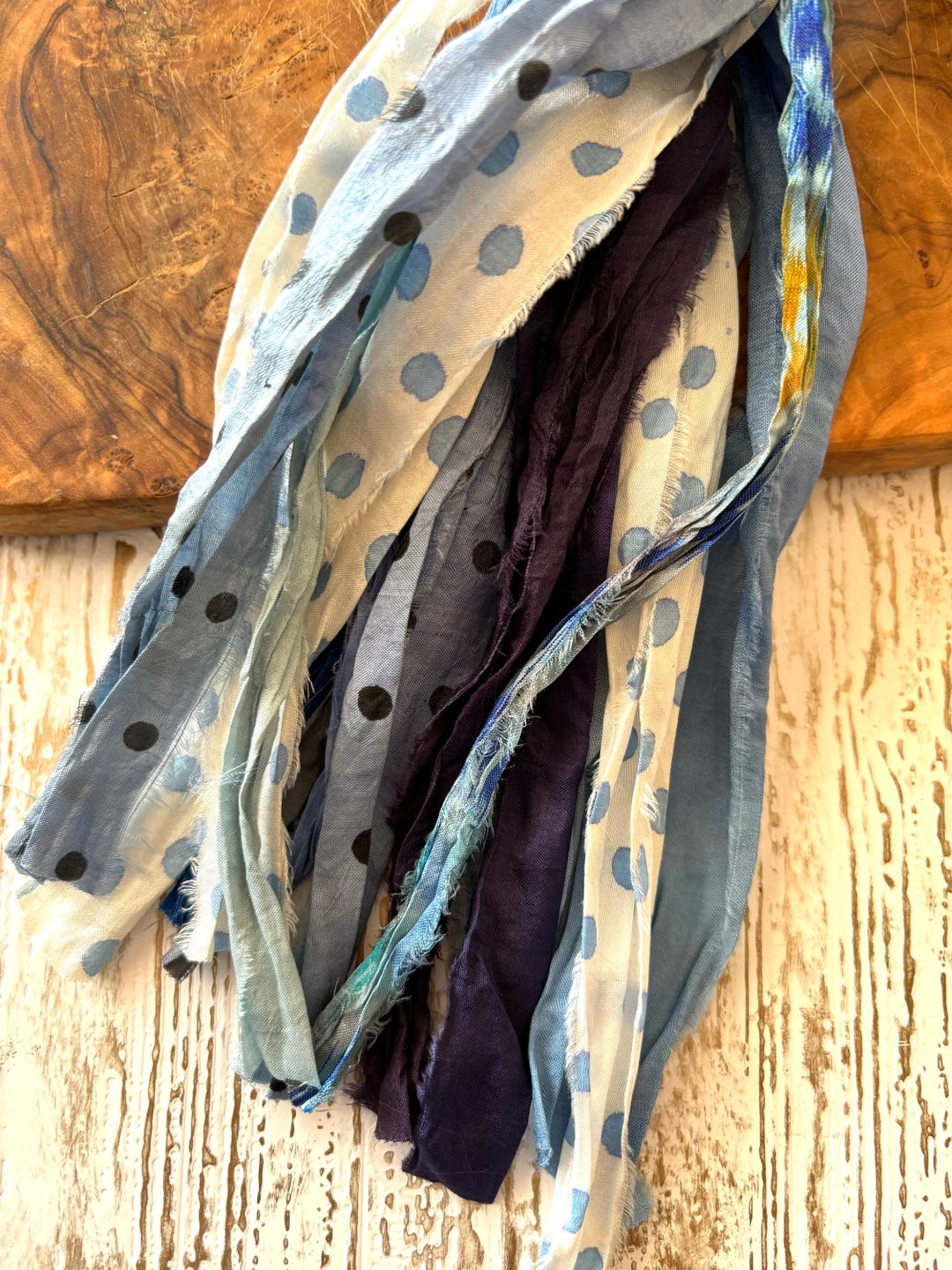 Blue Sari Silk Ribbon Strips Recycled Sari Silk Ribbon Strips for ...