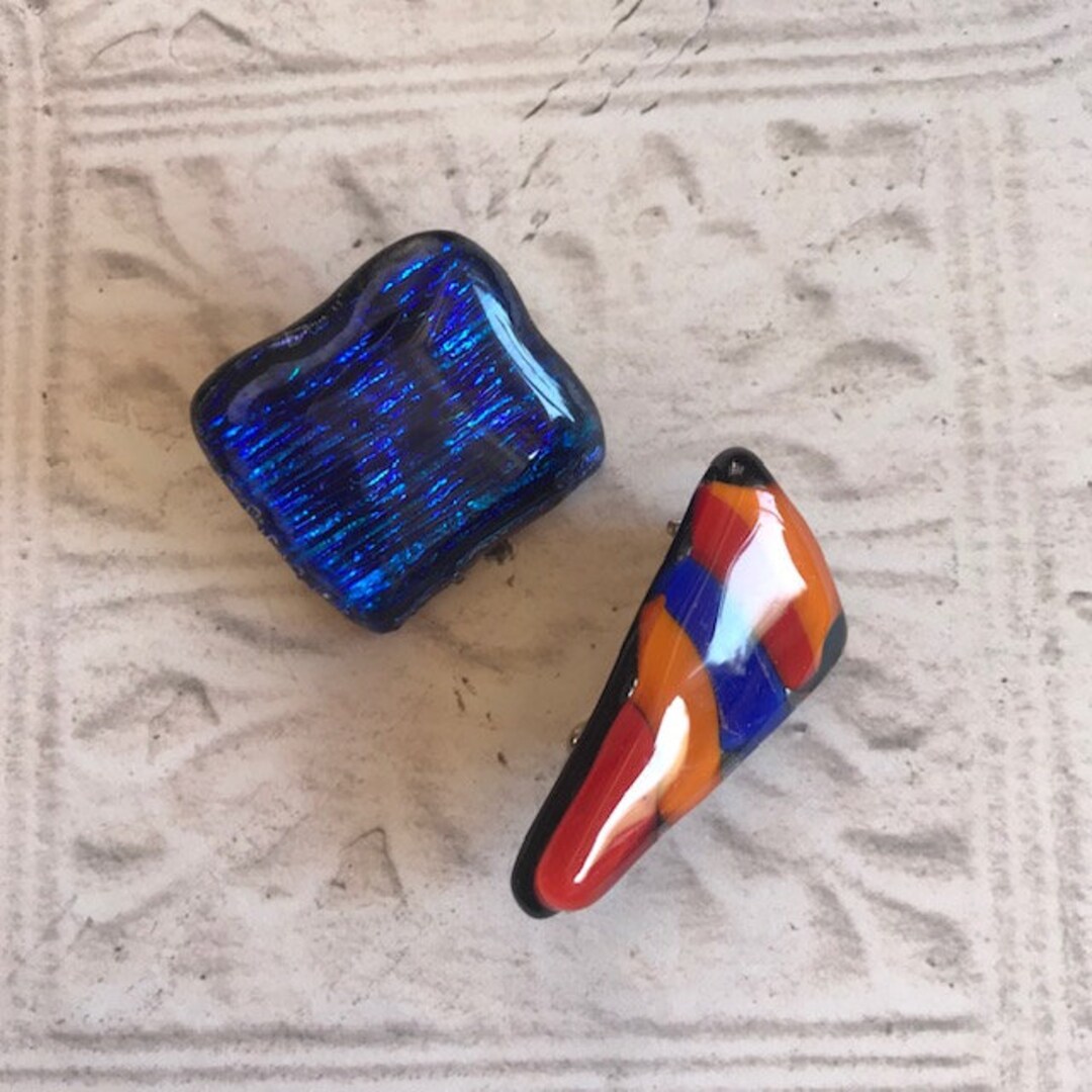 Dichroic Glass Pins - (2) Handmade Glass Pins - Jewelry Making - Etsy