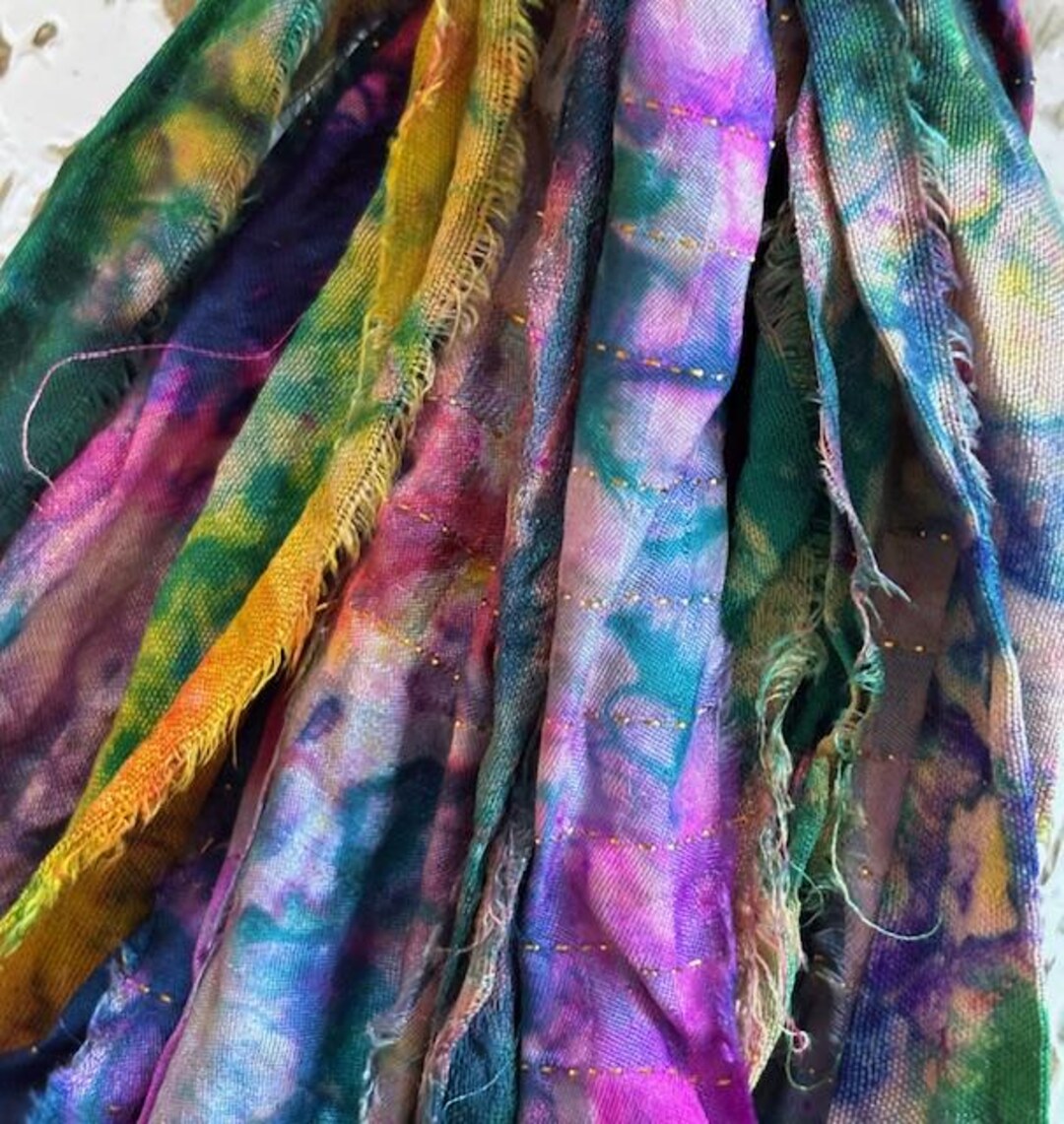 Tie Dye Sari Silk - Recycled Sari Silk Ribbon - Multi Colors Tie Dye ...