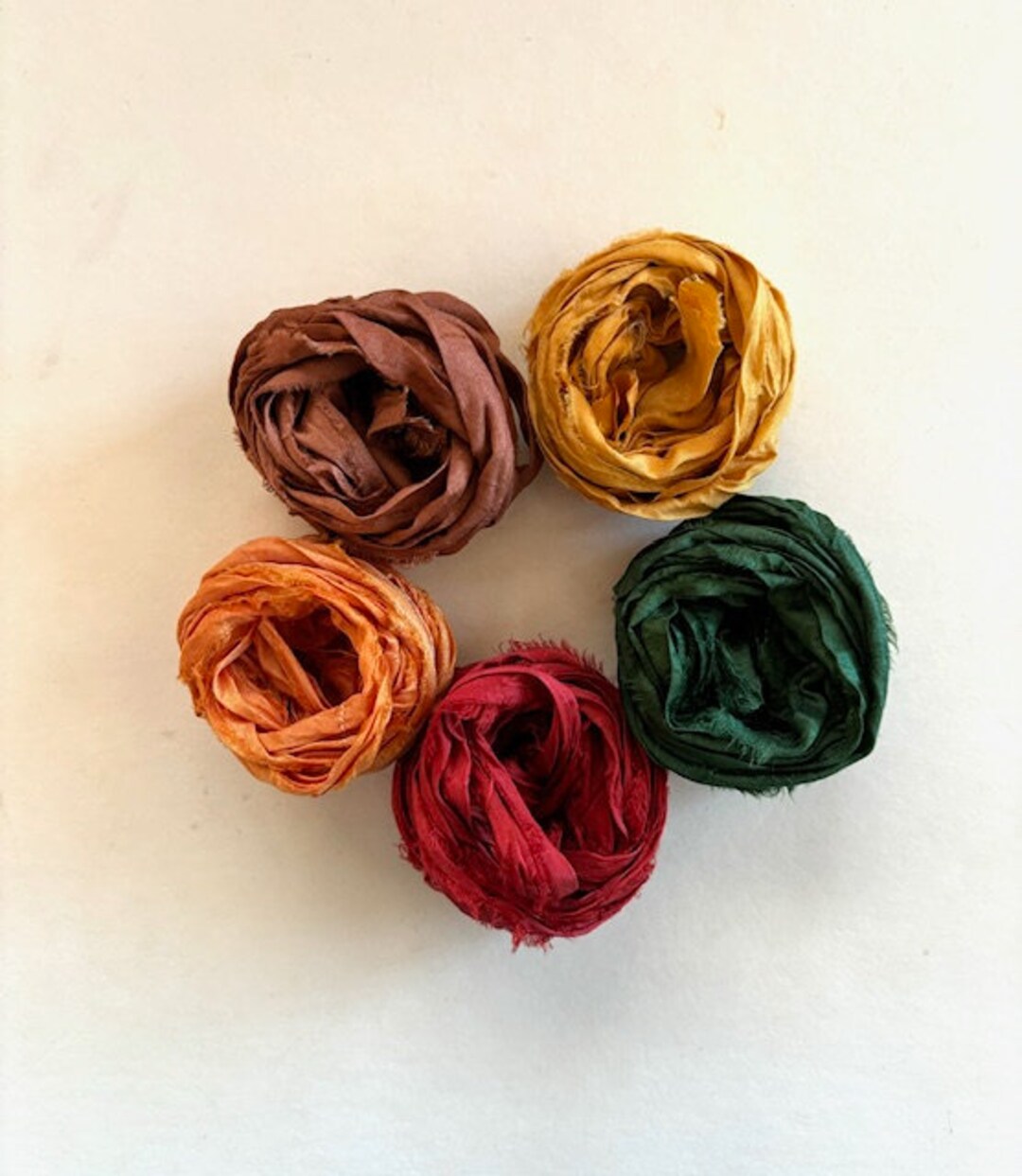 5 Multi Color Sari Sampler - Recycled Multi Sari Ribbon - 5 Multi Fall ...