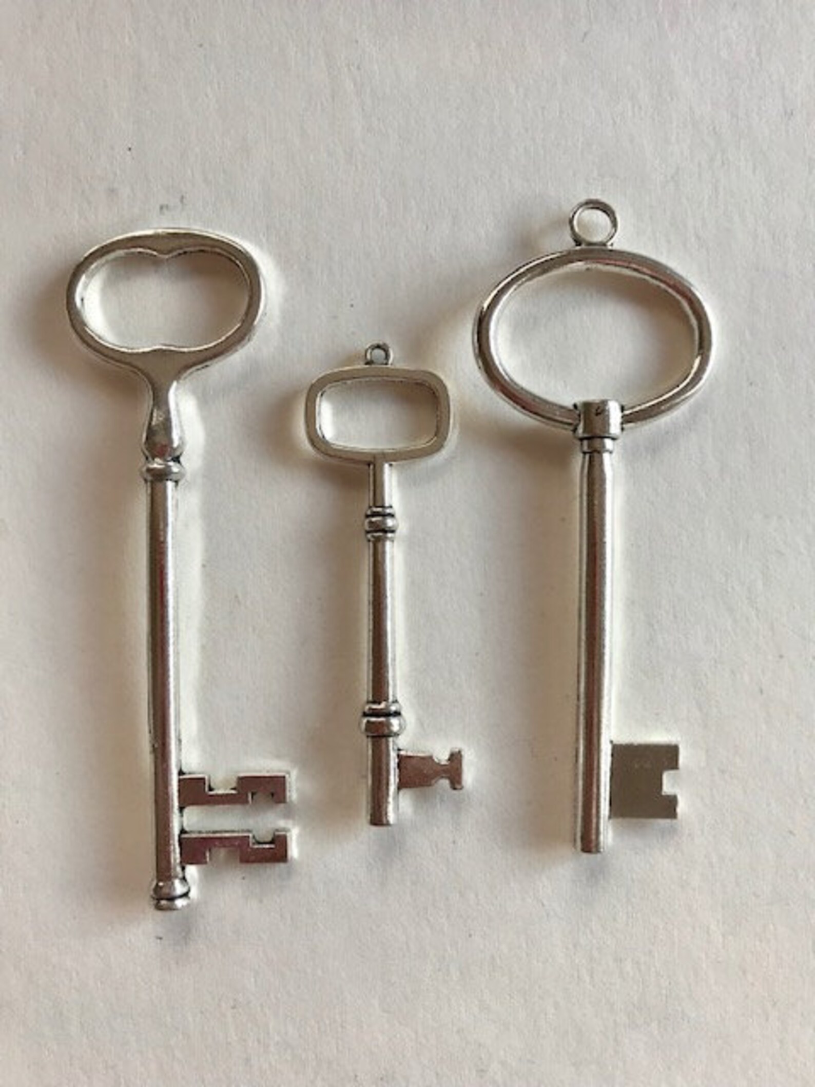 Pewter Key Pendants Three Large pewter Keys | Etsy